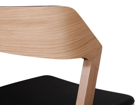 Natural Oak Modern Stackable Dining Chair with Black Pad