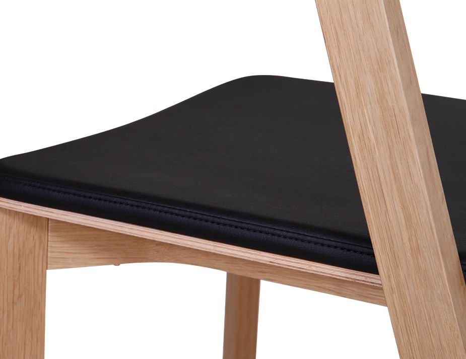 Natural Oak Modern Stackable Dining Chair with Black Pad