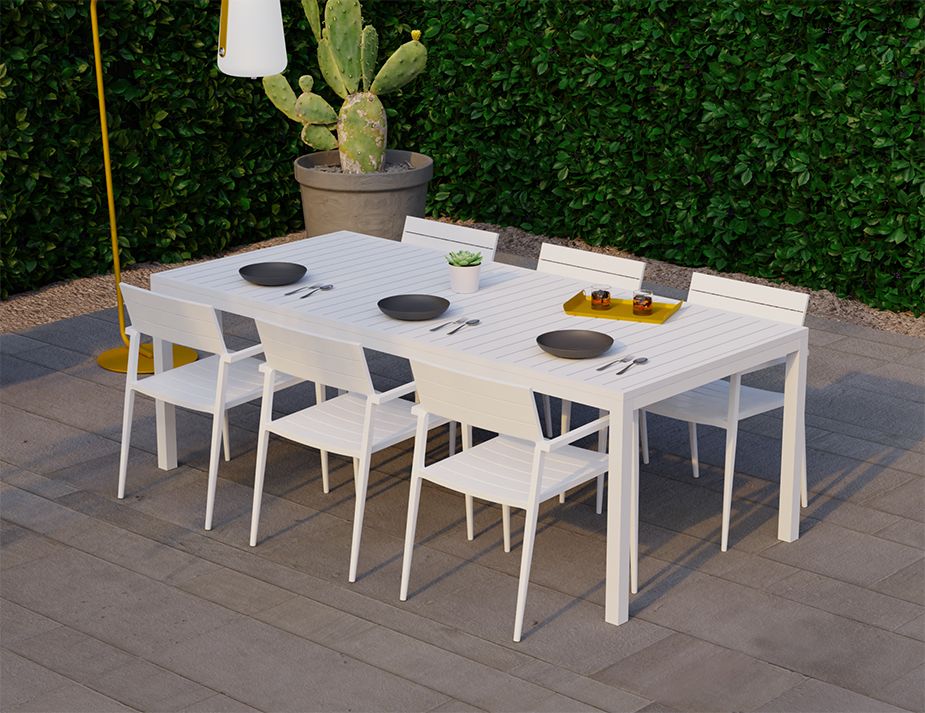 Large White Outdoor Dining Table