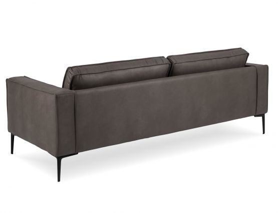 Enzo Grey Leather 3 Seat Sofa with Black Legs