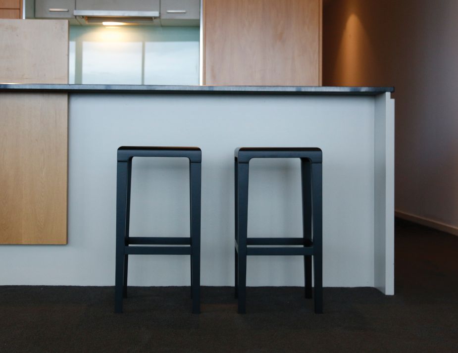 Designer Black Wood Bar Stool - Ebony Backless Solid Wood Kitchen